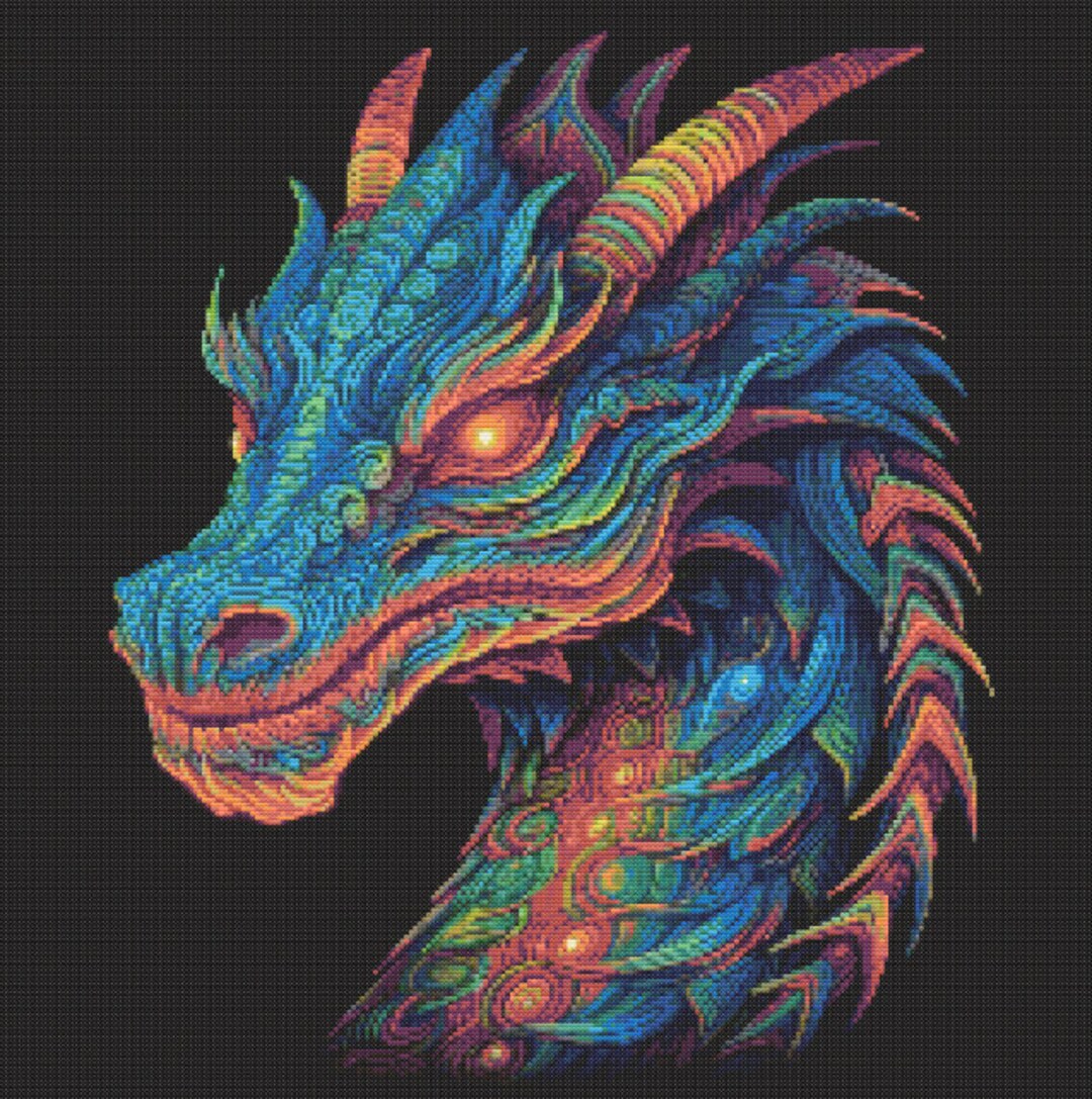 N30N Dragon Full Coverage Counted Cross Stitch Pattern - Etsy