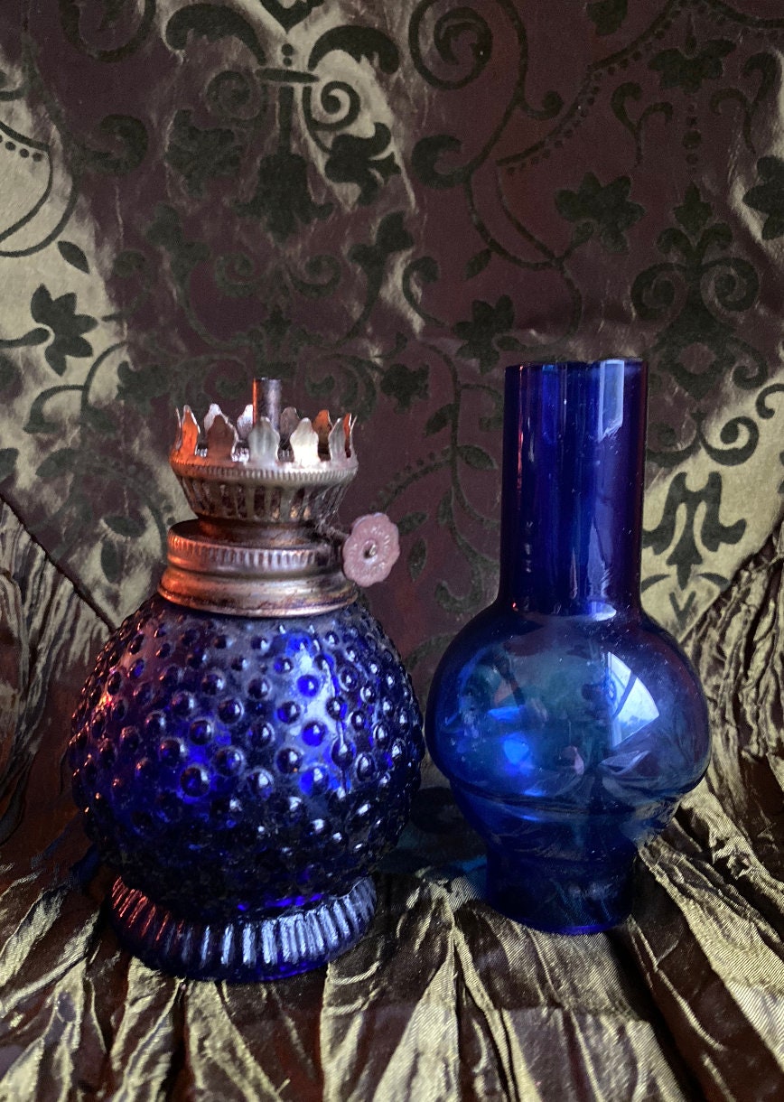 Cobalt Blue Glass Oil Lamp Vintage Made in Hong Kong - Etsy Cobalt Blue Glass Oil Lamp Vintage Made in Hong Kong - Etsy