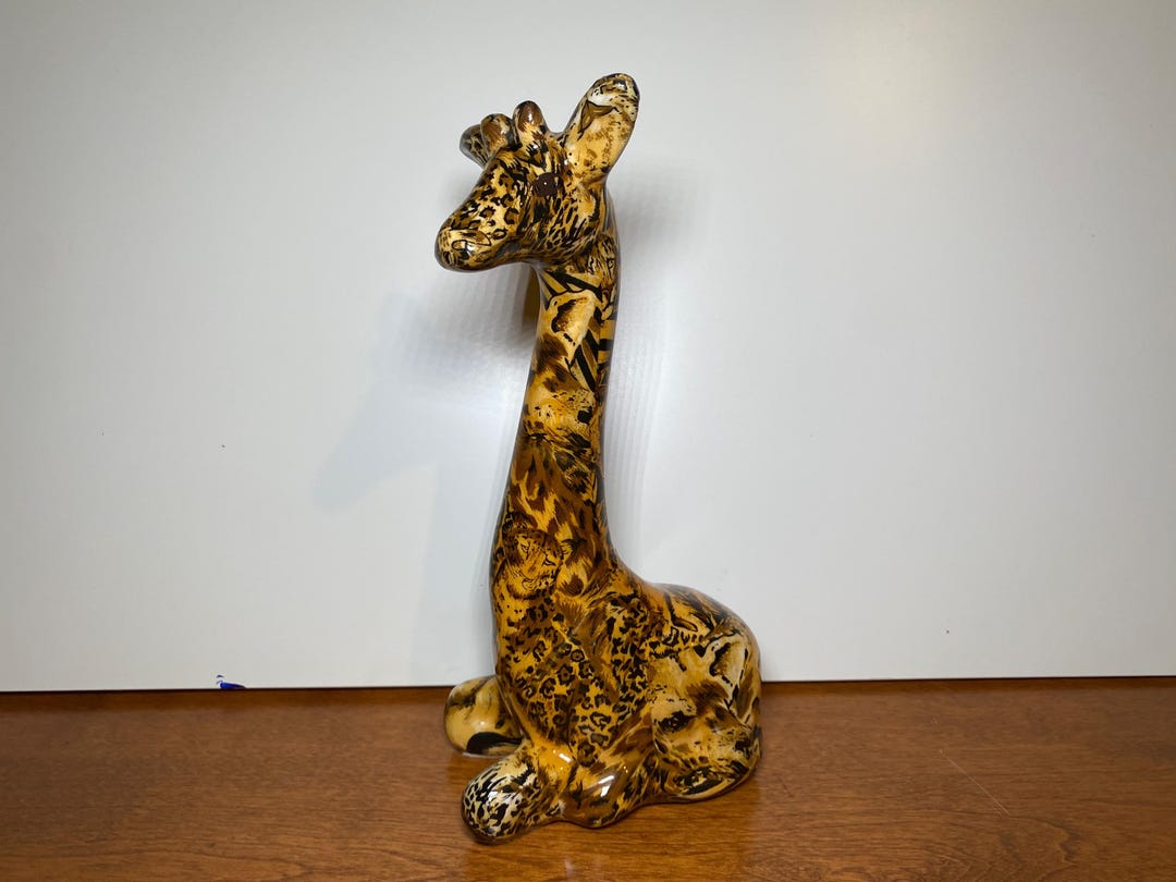 Vintage La Vie Decoupage Giraffe Figurine Glazed Ceramic Patchwork - Etsy
