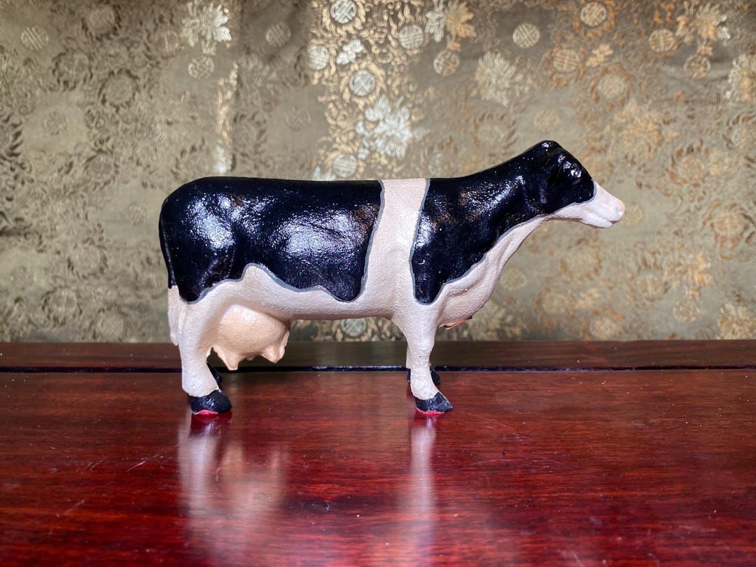 Vintage Cast Iron Cow Doorstop Paperweight Metal Farm Barnyard Figurine ...