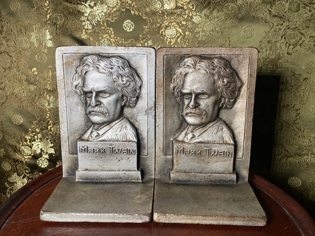 Vintage Mark Twain B.F.M & Co Cast Iron Bookends 4"x6" - Etsy