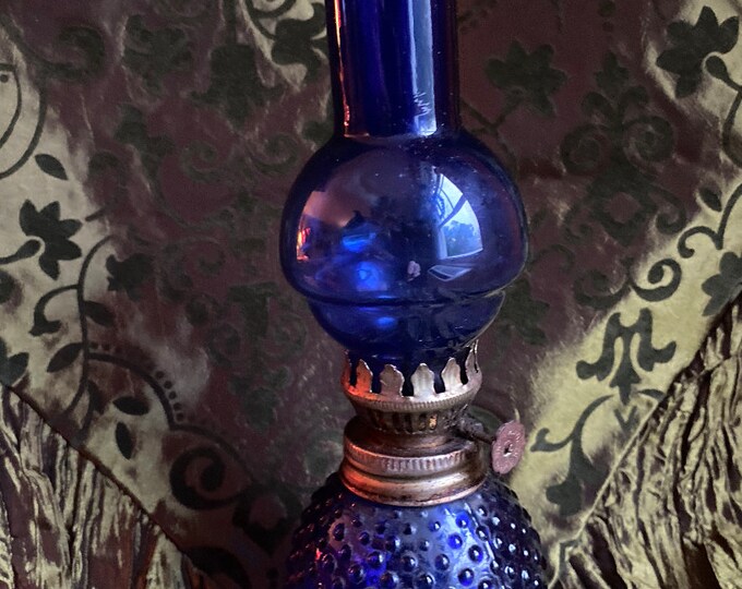 Cobalt Blue Glass Oil Lamp- Vintage Made in Hong Kong - Etsy