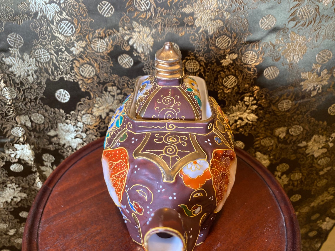 Vintage Japanese Moriage Elephant Teapot Satsuma Hand Painted - Etsy