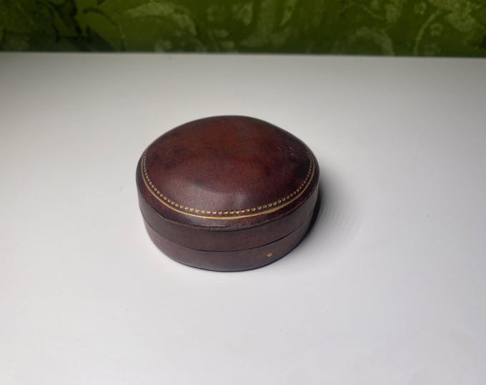 Vintage Italian Leather Mini Circular Box- Trinkets/ Pocket Watch ...