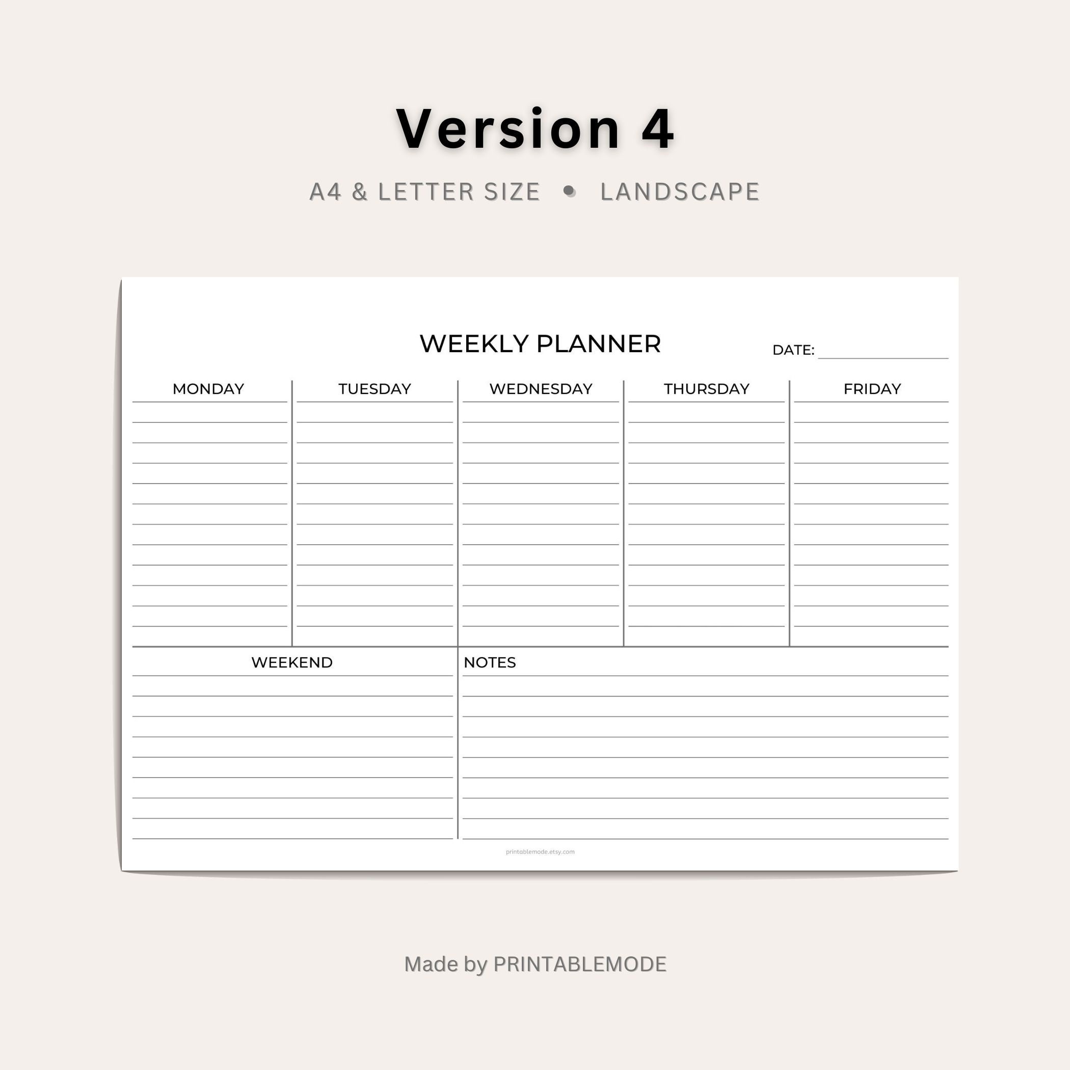 Weekly Planner Printable Landscape, Weekly to Do List Template ...