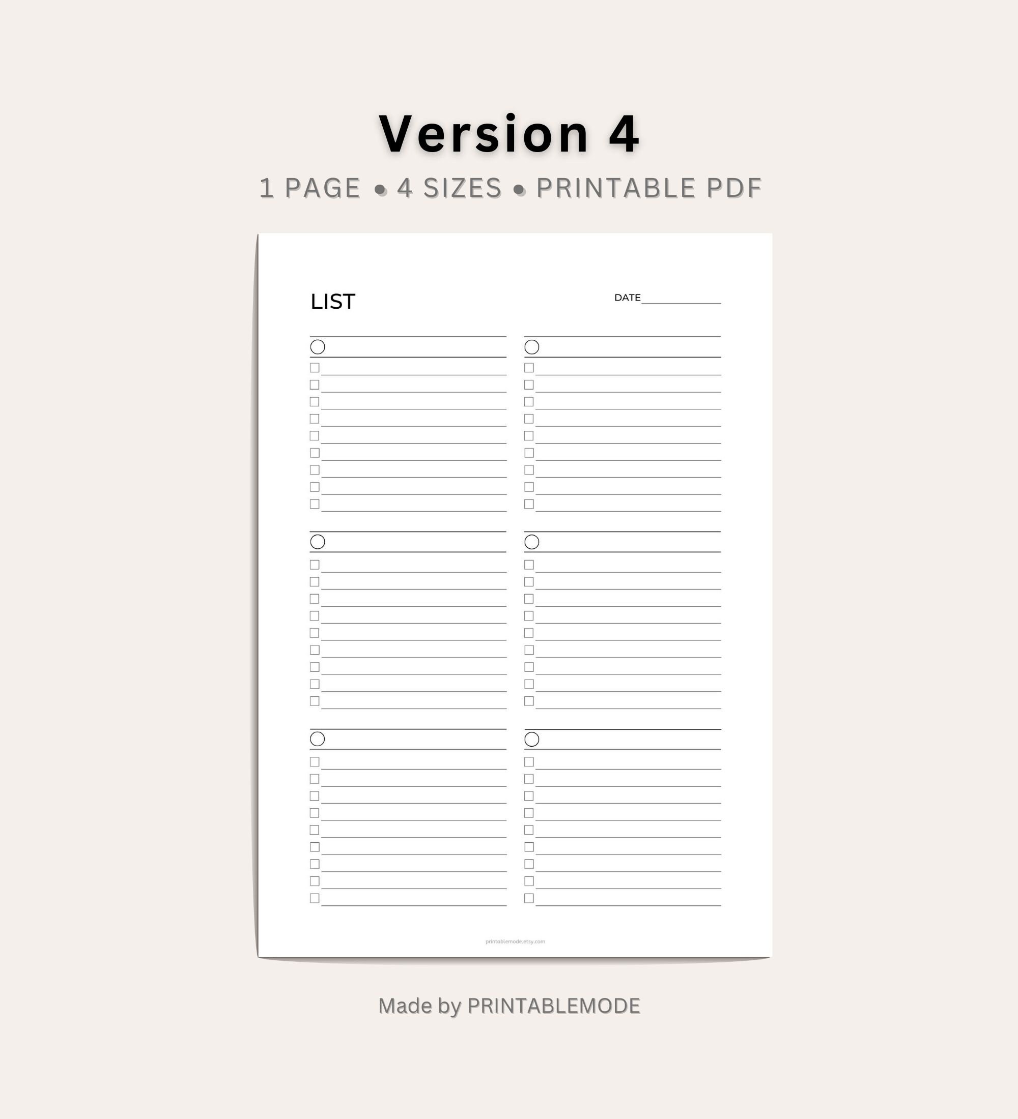 Printable Checklist Minimalist Template, Work Tasks Organizer, Chores ...