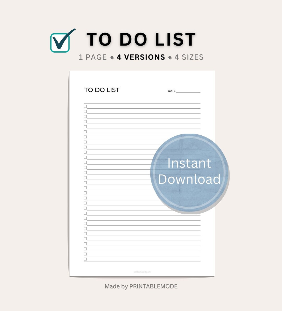 Minimalist to Do List Template Printable Checklist, Work-focused Lined ...