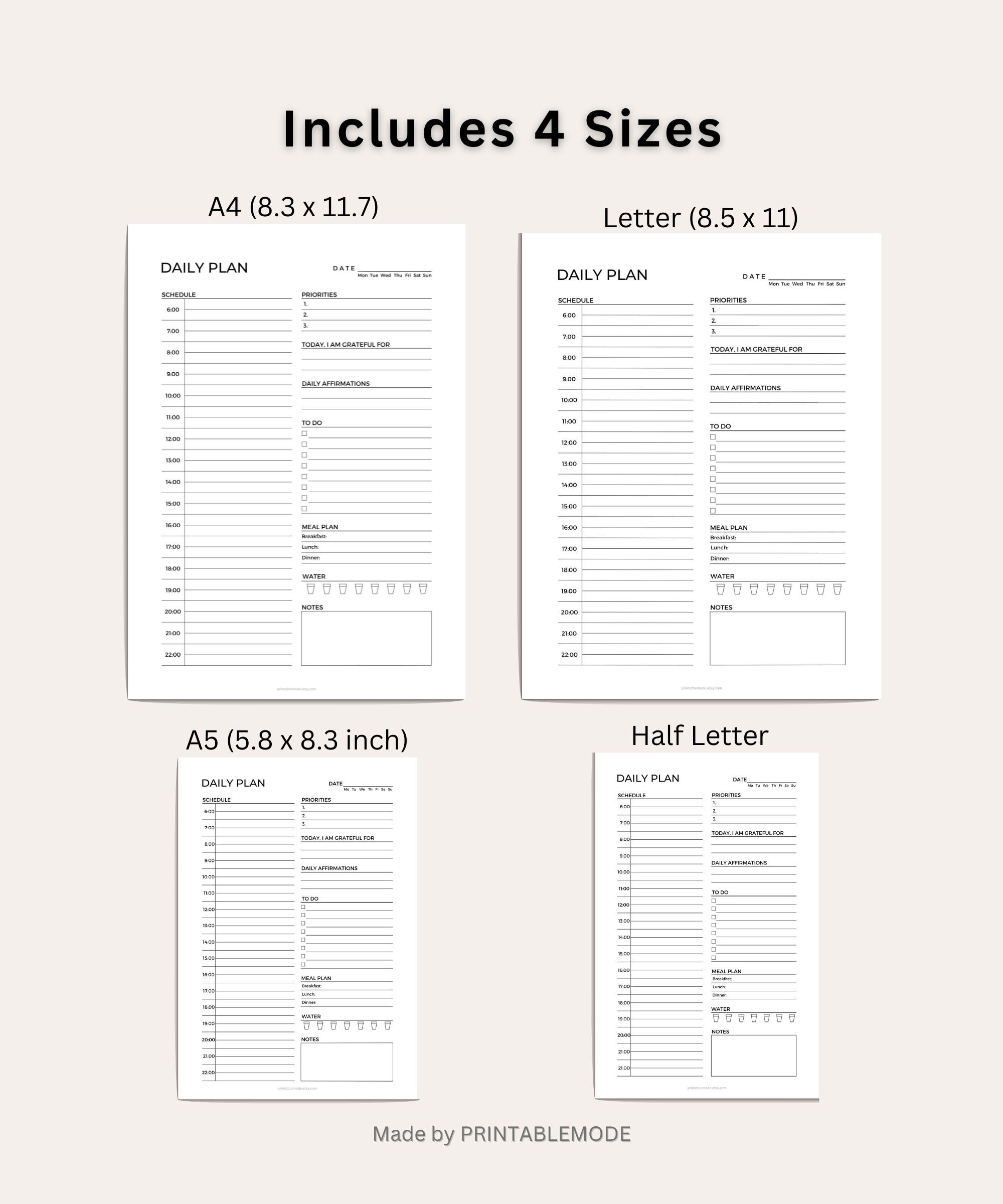 Daily Planner 2024 Template, Printable Daily Work Schedule ...