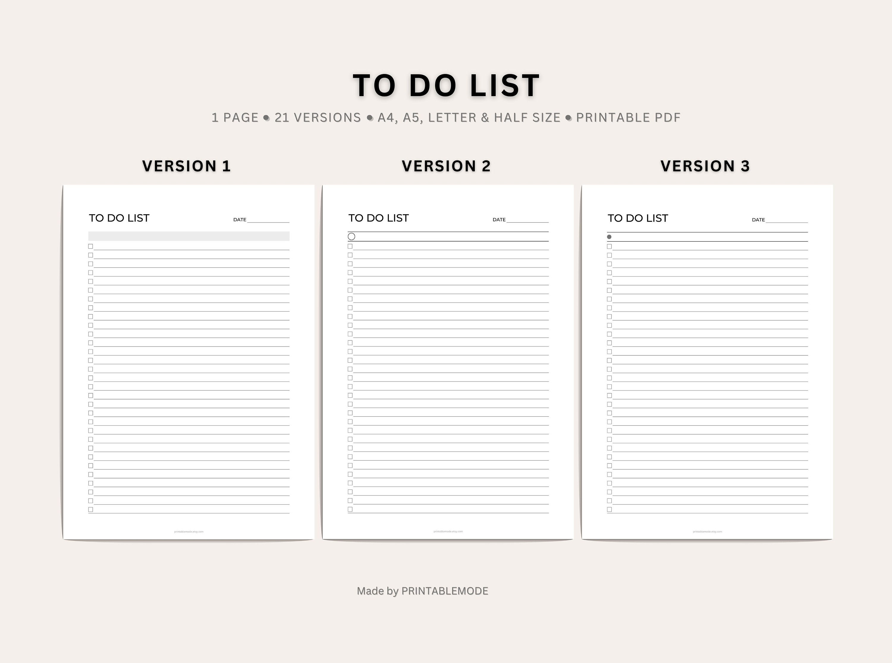 Printable to Do List, Checklist, Shopping List, Perfect Organizer ...