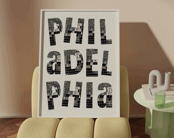 Philadelphia PA Typography Poster Set the City of Brotherly - Etsy