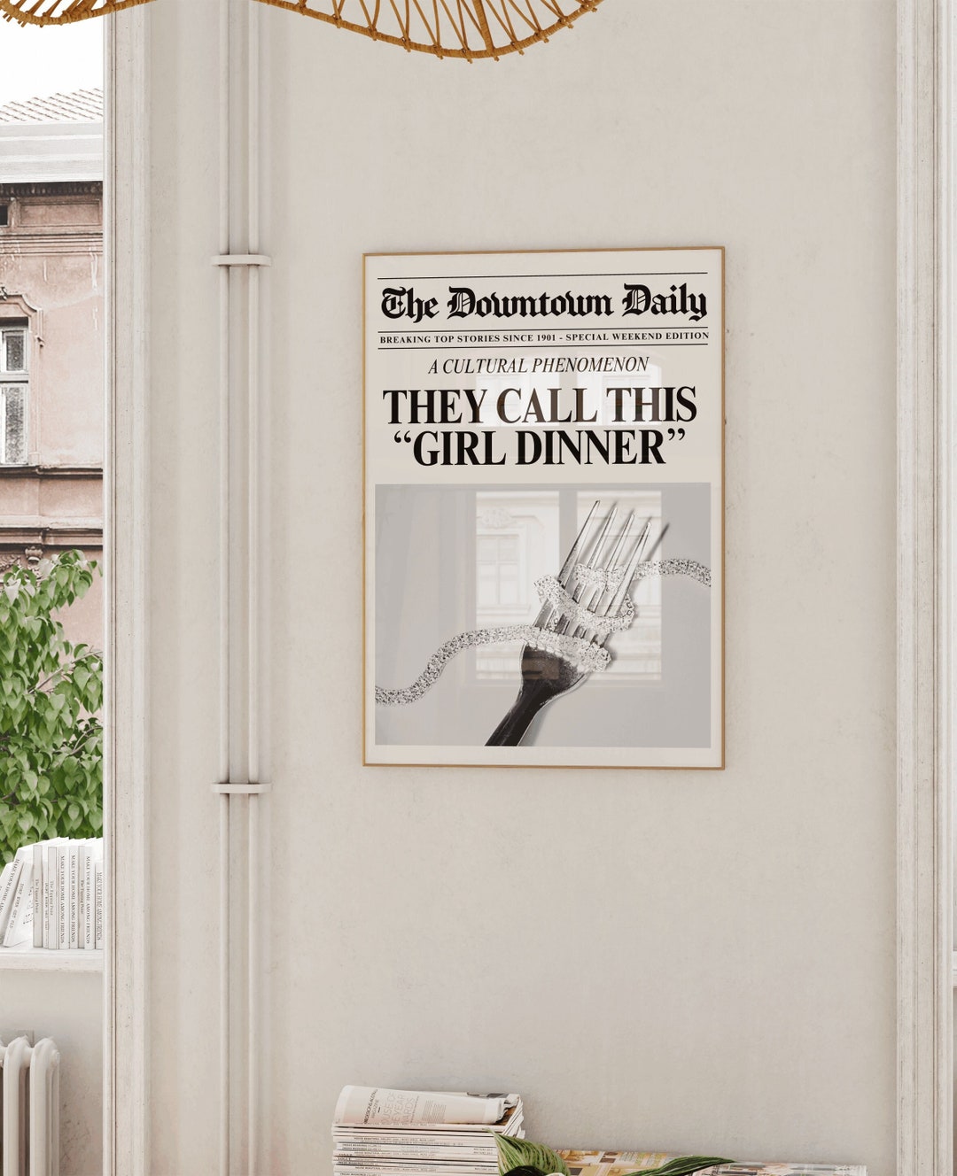 Girl Dinner Art Print Poster, Y2K Kitchen Poster, Aesthetic Kitchen Art ...