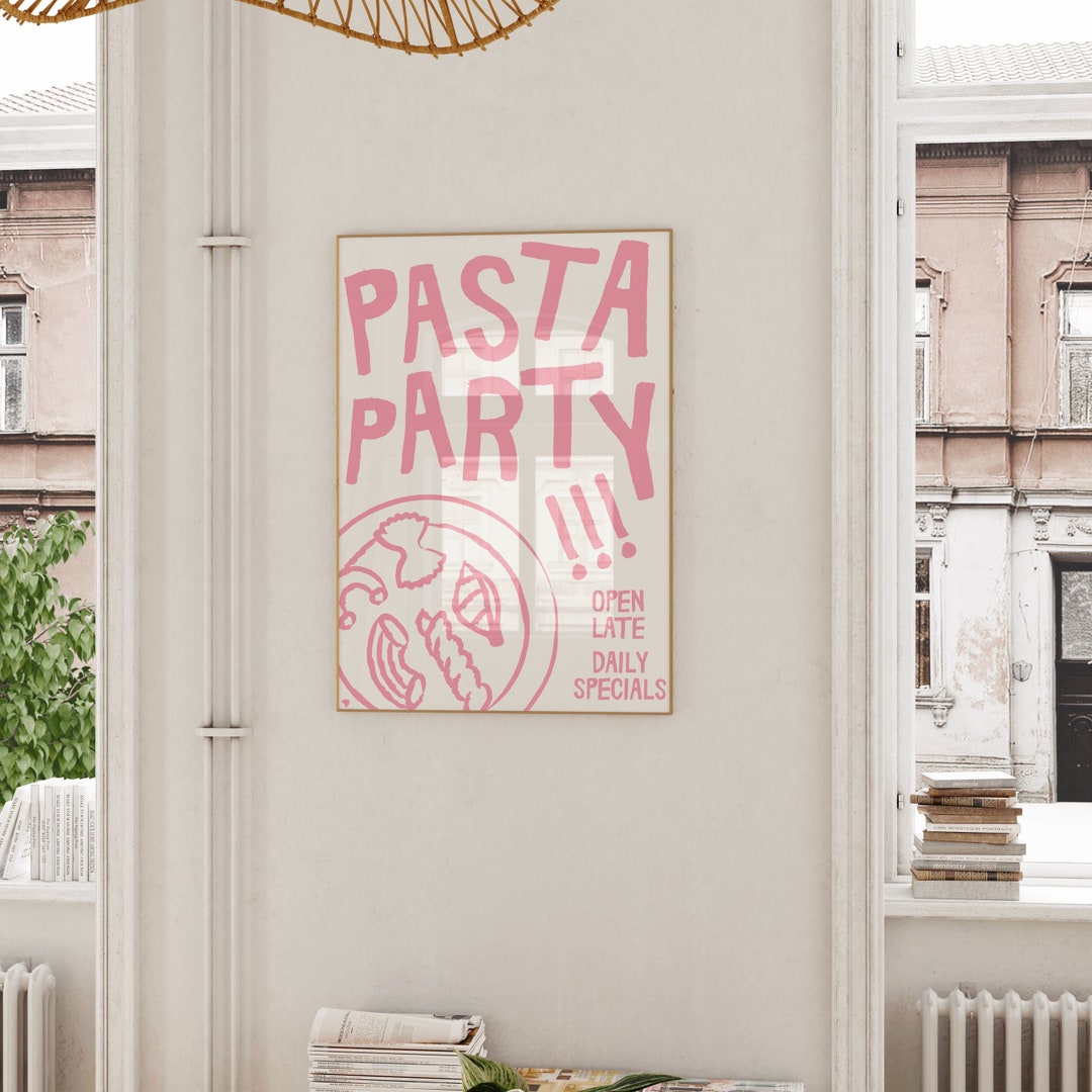 Pasta Doodle Poster, Kidcore Wall Art, Bar Cart Wall Art, Coquette Room ...