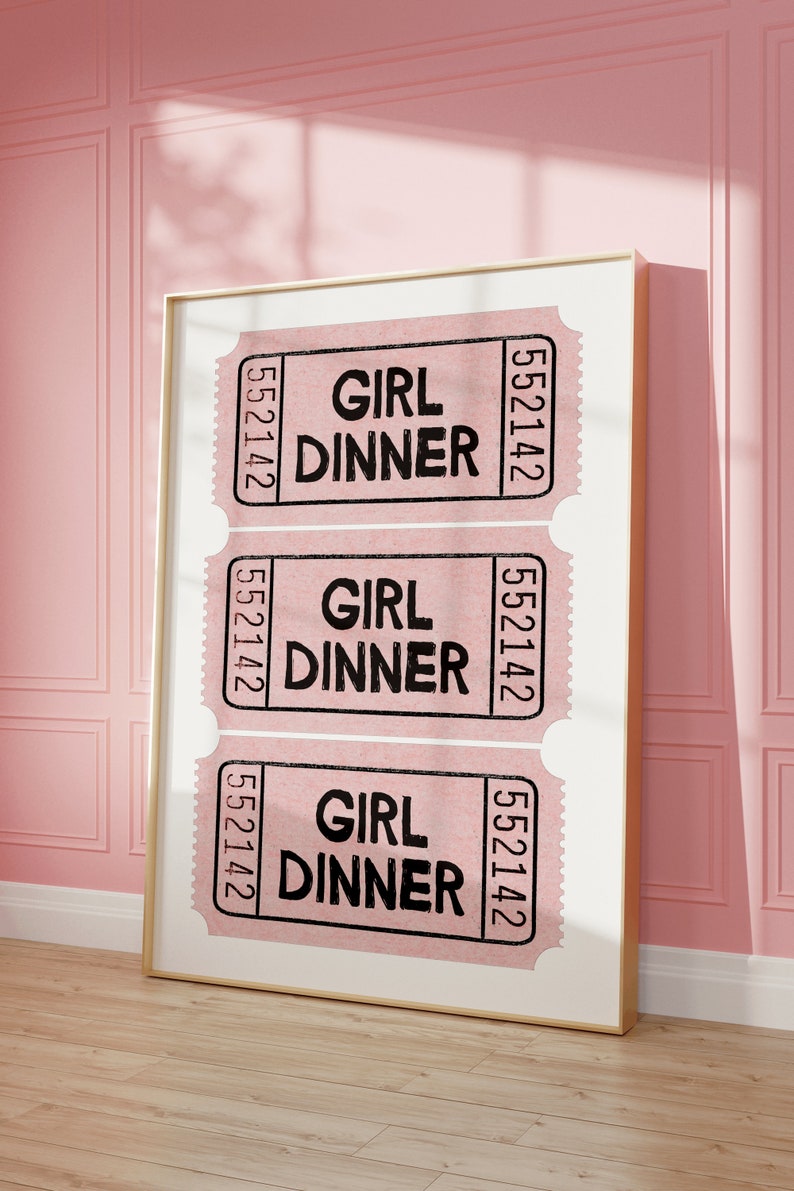 Girl Dinner Art Print Poster, Y2K Kitchen Poster, Aesthetic Kitchen Art ...