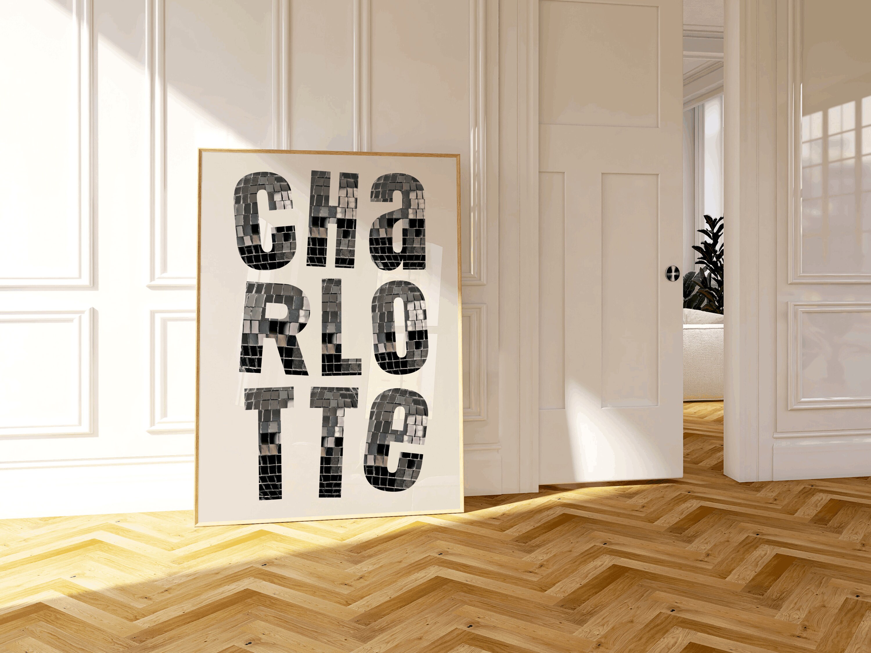 Charlotte Disco Letters Wall Art, Trendy Charlotte Wall Art, CLT ...