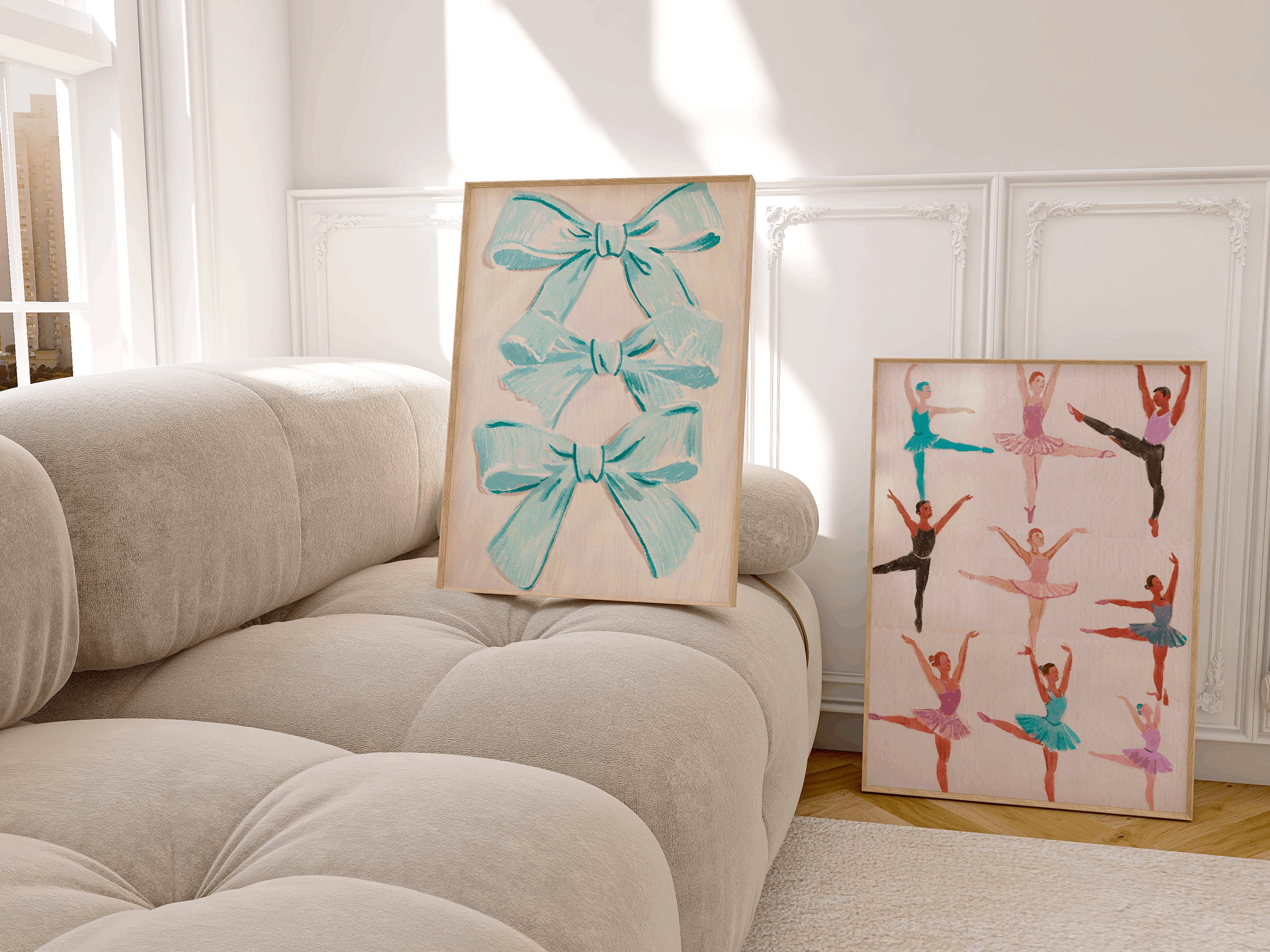 Balletcore Wall Art, Coquette Room Decor, Watercolor Bow Print ...