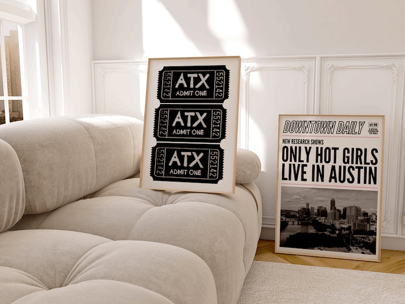 Austin Wall Art, Retro Texas Home Decor, Trendy ATX Art Print, Y2K ...