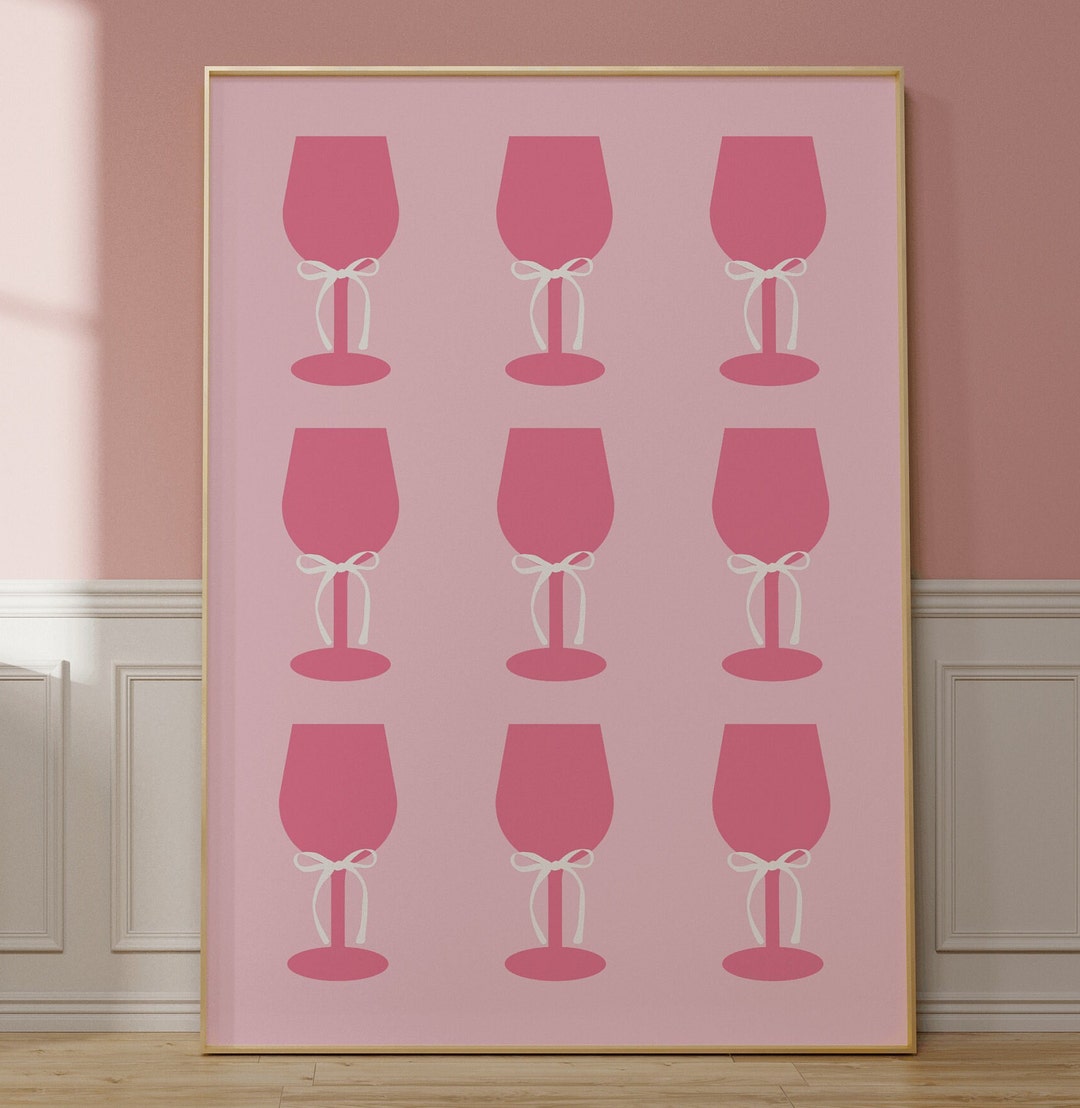 Balletcore Wall Art, Coquette Room Decor, Bow Print, Pastel Pink Wall ...