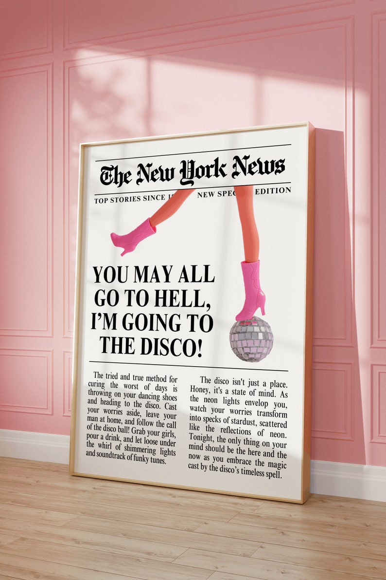 Disco Art Print, Y2K Aesthetic Poster, Maximalist Preppy Art, Trendy ...