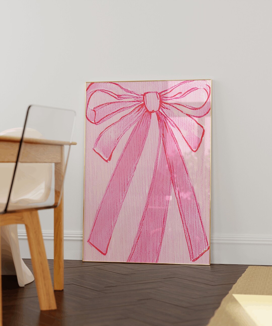 Coquette Room Decor, Pink Bow Art, Blush Art Print, Balletcore Wall Art, Room Decor for Teens ...