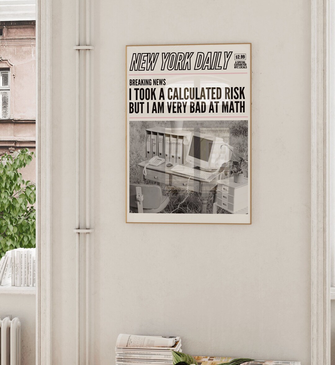 Retro Headline Girl Math Wall Art Woman Trendy Decor Preppy Funky ...