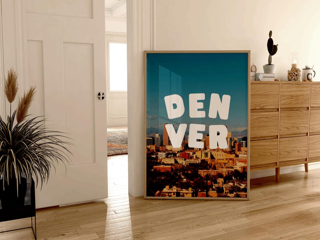 Denver Colorado Wall Art, Retro Denver Skyline Home Decor, Colorado ...