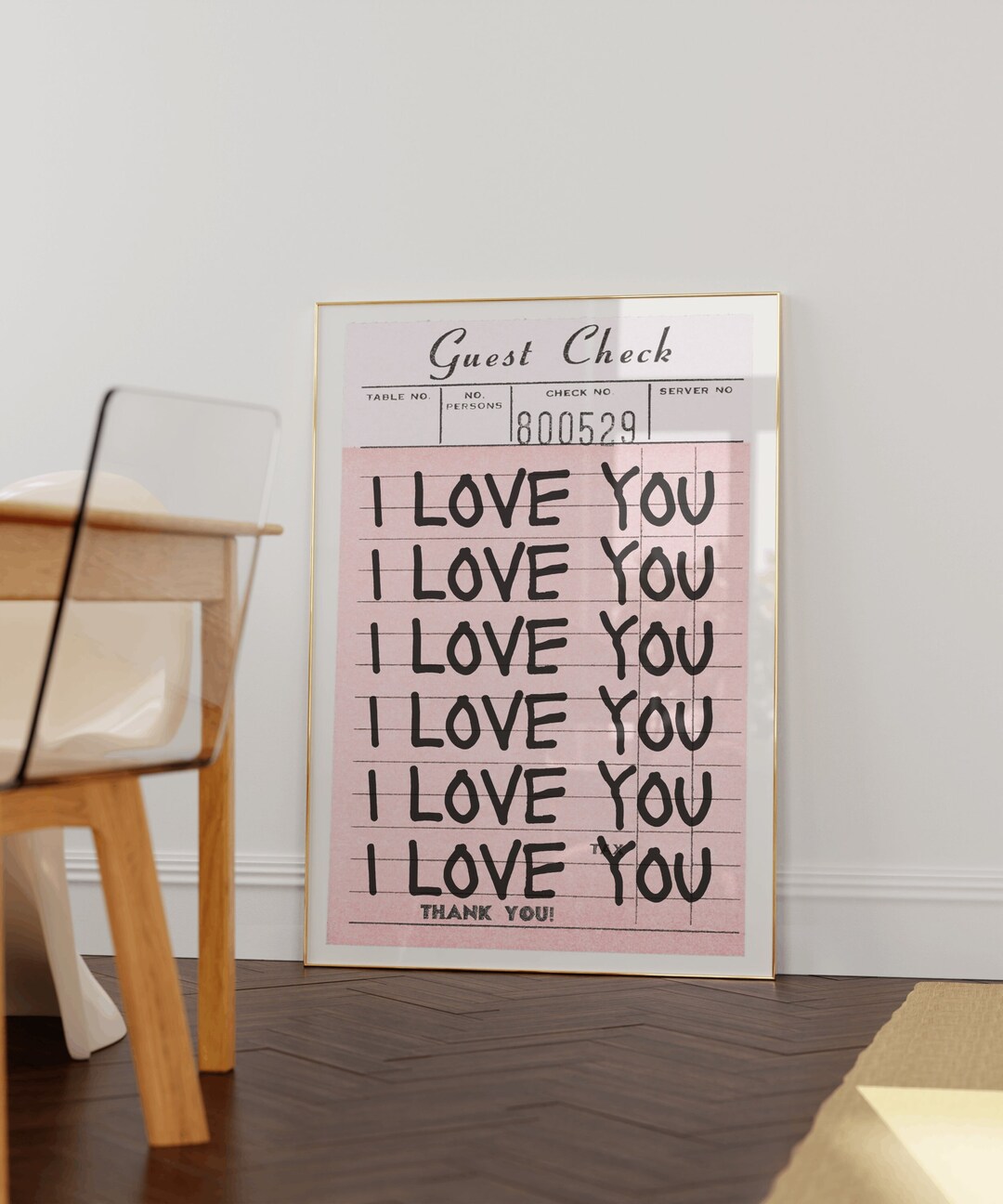 Guest Check Wall Art, Coquette Room Decor, Galentines Day Decor, Pink ...