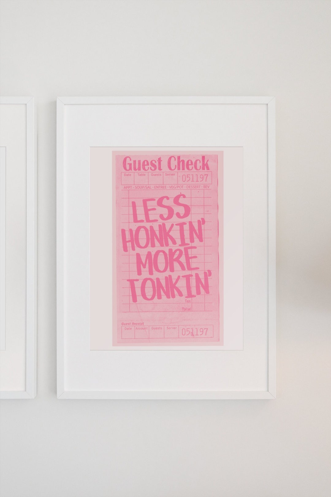 Less Honkin More Tonkin Guest Check Wall Art Coastal Cowgirl - Etsy