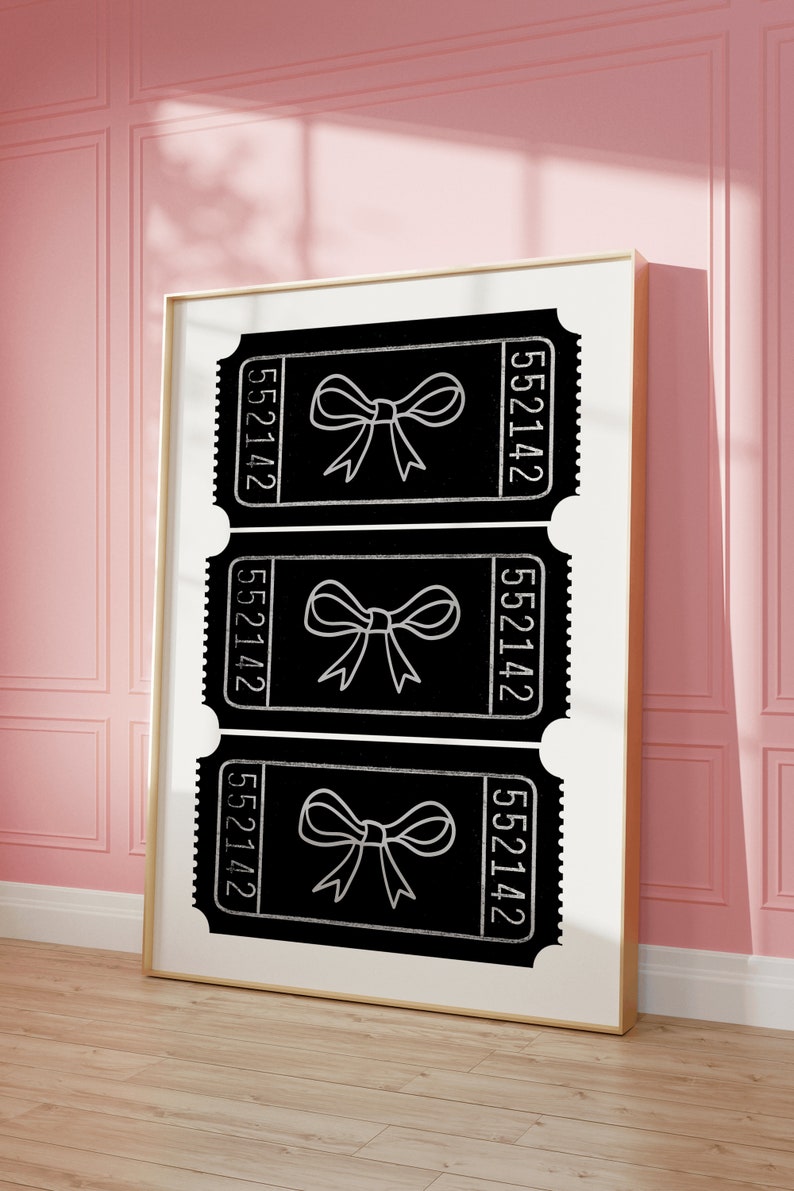 Coquette Wall Art, Watercolor Bow Print, Grandmillennial Art, Trendy ...