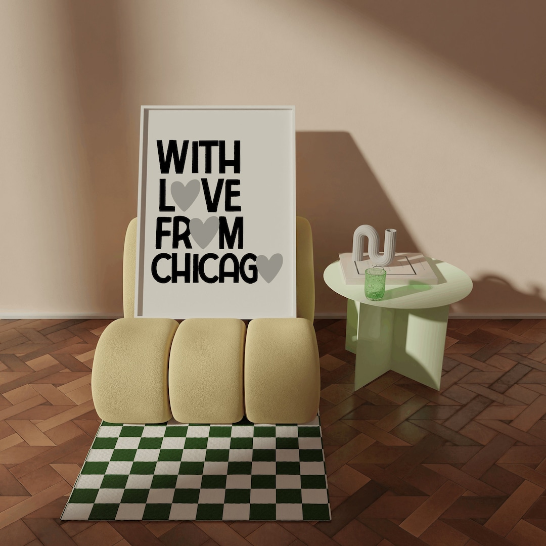 Chicago Wall Art, Retro Chicago Home Decor, Trendy CHI Art Print, With ...