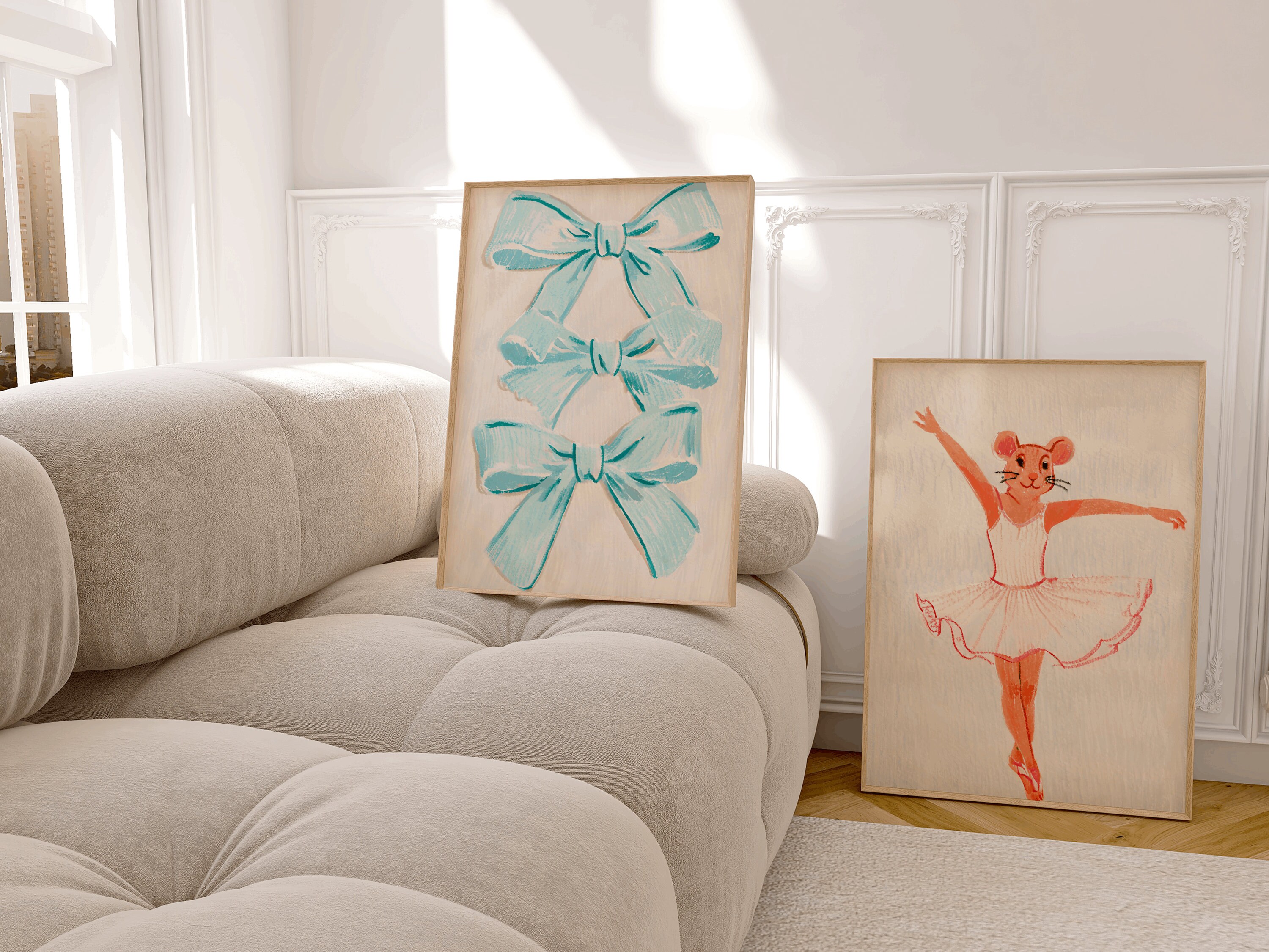 Balletcore Wall Art, Coquette Room Decor, Watercolor Bow Print, Cute ...