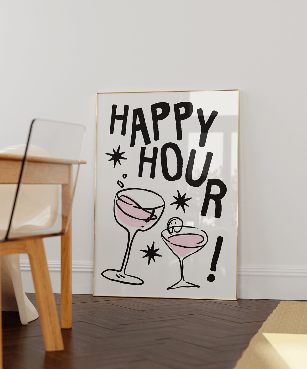 Happy Hour Poster, Kidcore Wall Art, Bar Cart Wall Art, Coquette Room ...