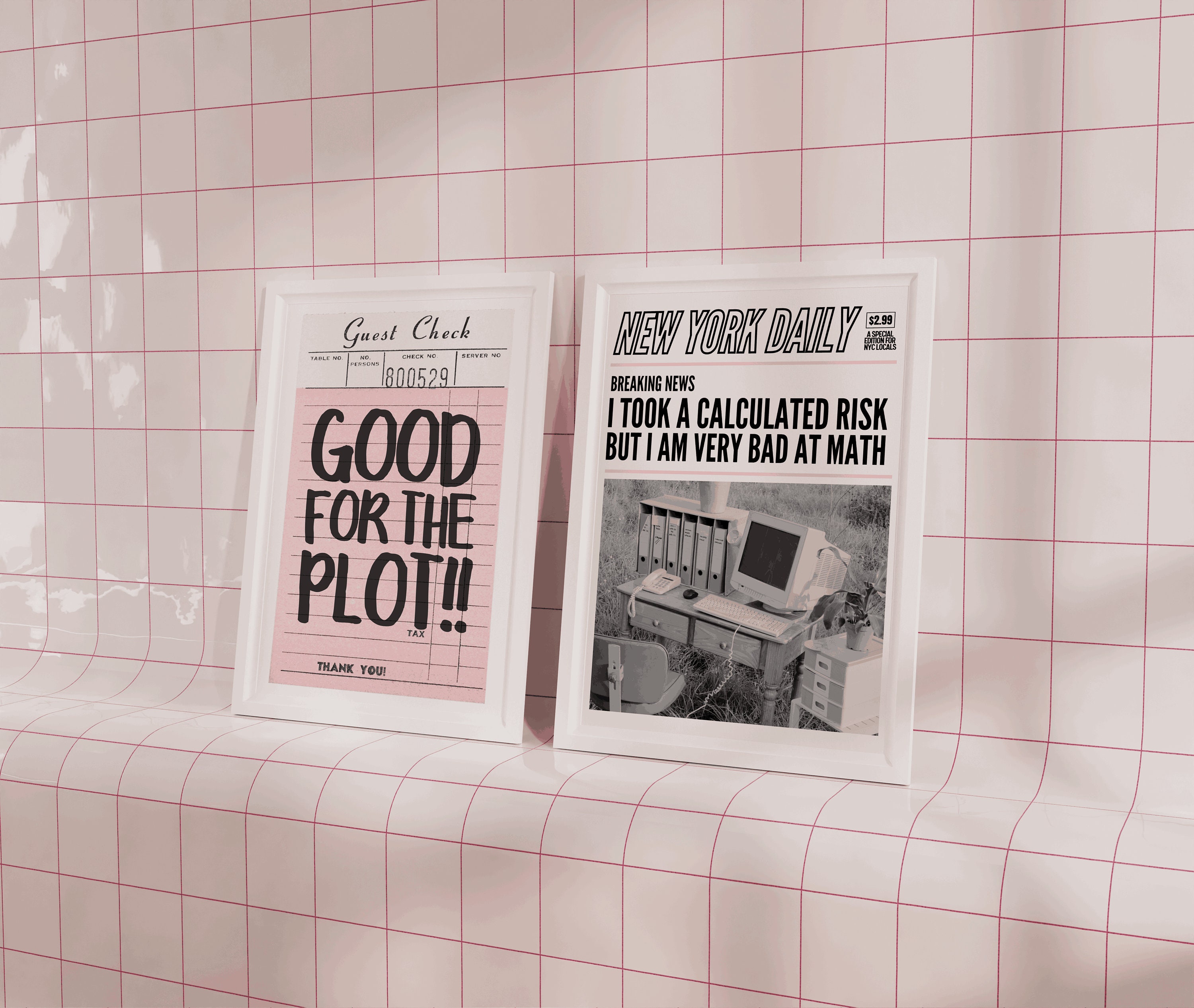 Retro Headline Girl Math Wall Art Woman Trendy Decor Preppy - Etsy