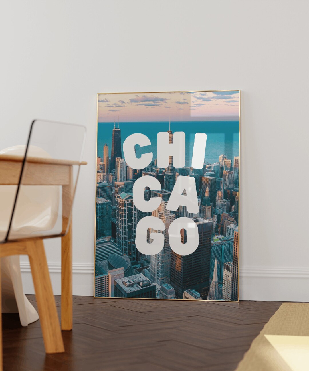 Chicago Wall Art, Retro Chicago Cityscape Art Print, Trendy CHI Art ...