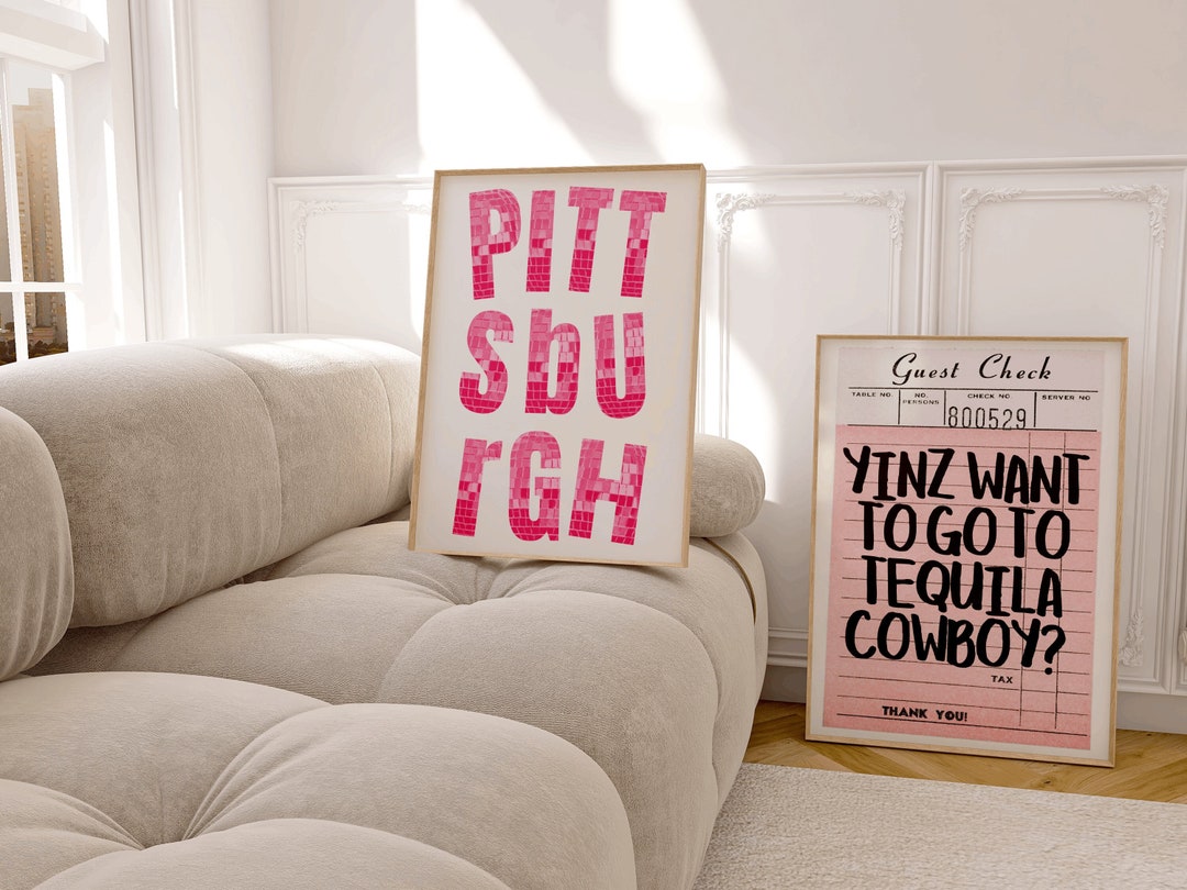 PGH Poster, Pink Pittsburgh Disco Letters Wall Art, Trendy Pittsburgh ...