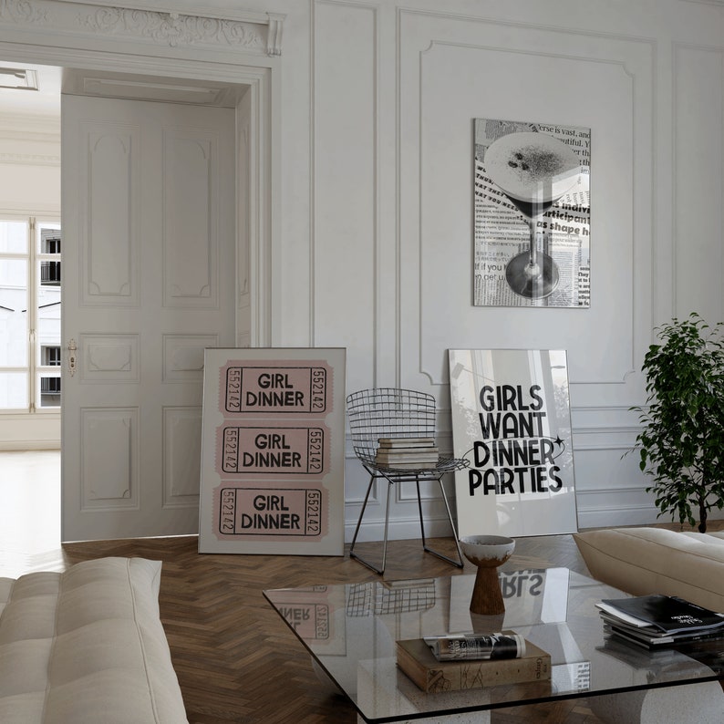 Girl Dinner Art Print Poster, Y2K Kitchen Poster, Aesthetic Kitchen Art ...