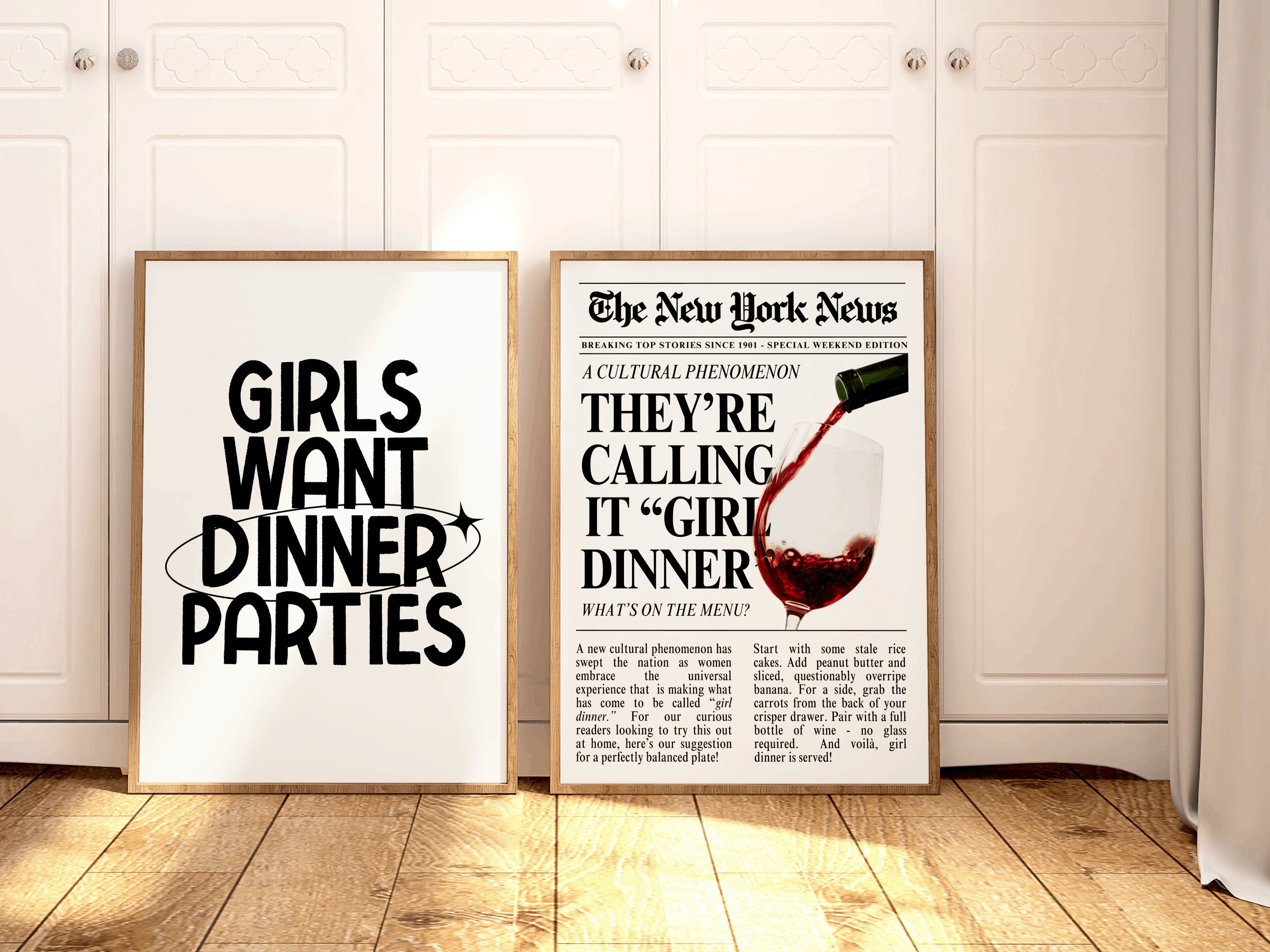 Girls Want Dinner Parties Poster Girl Dinner Art Print Aesthetic ...