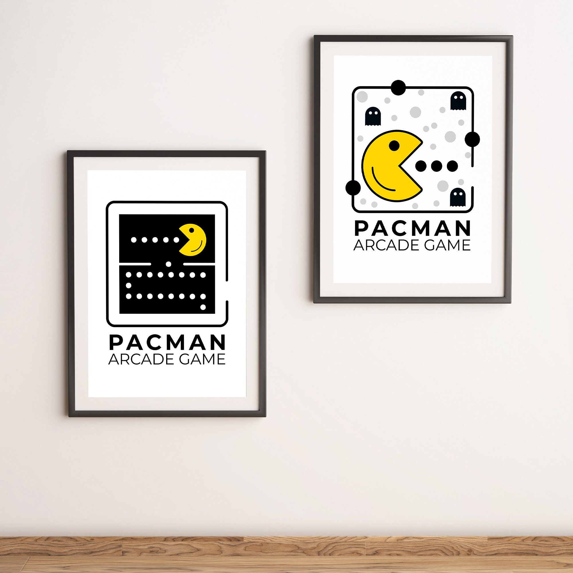 Pacman Arcade Game Set of 2 Prints, Pacman Art Print Set, 2 Pacman ...