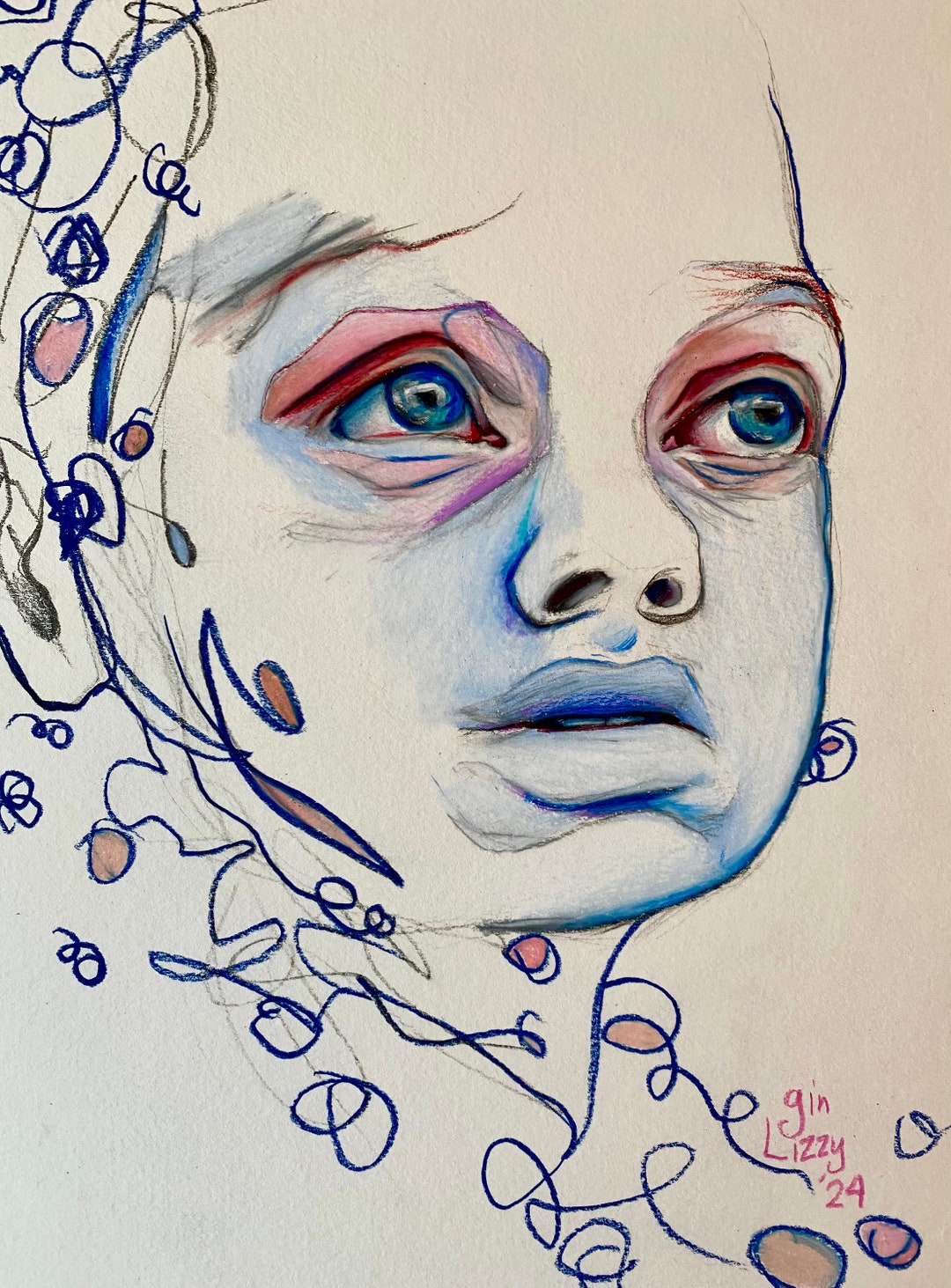 Colored Pencil Portrait Study 2 Jenny Saville Variation Drawing 9 X 12 ...