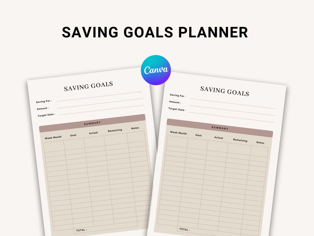 Saving Goal Plan Printout, Savings Goal Template, Savings Tracker - Etsy