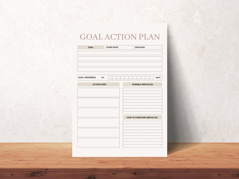 Goal Action Plan Printout, Goal Action Plan Template, Goal Planner ...