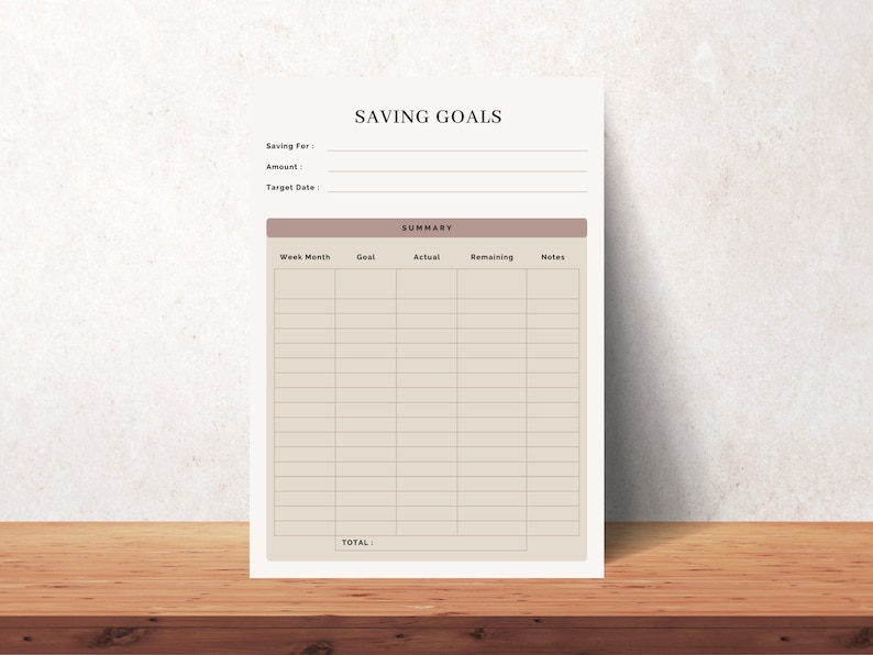 Saving Goal Plan Printout, Savings Goal Template, Savings Tracker - Etsy