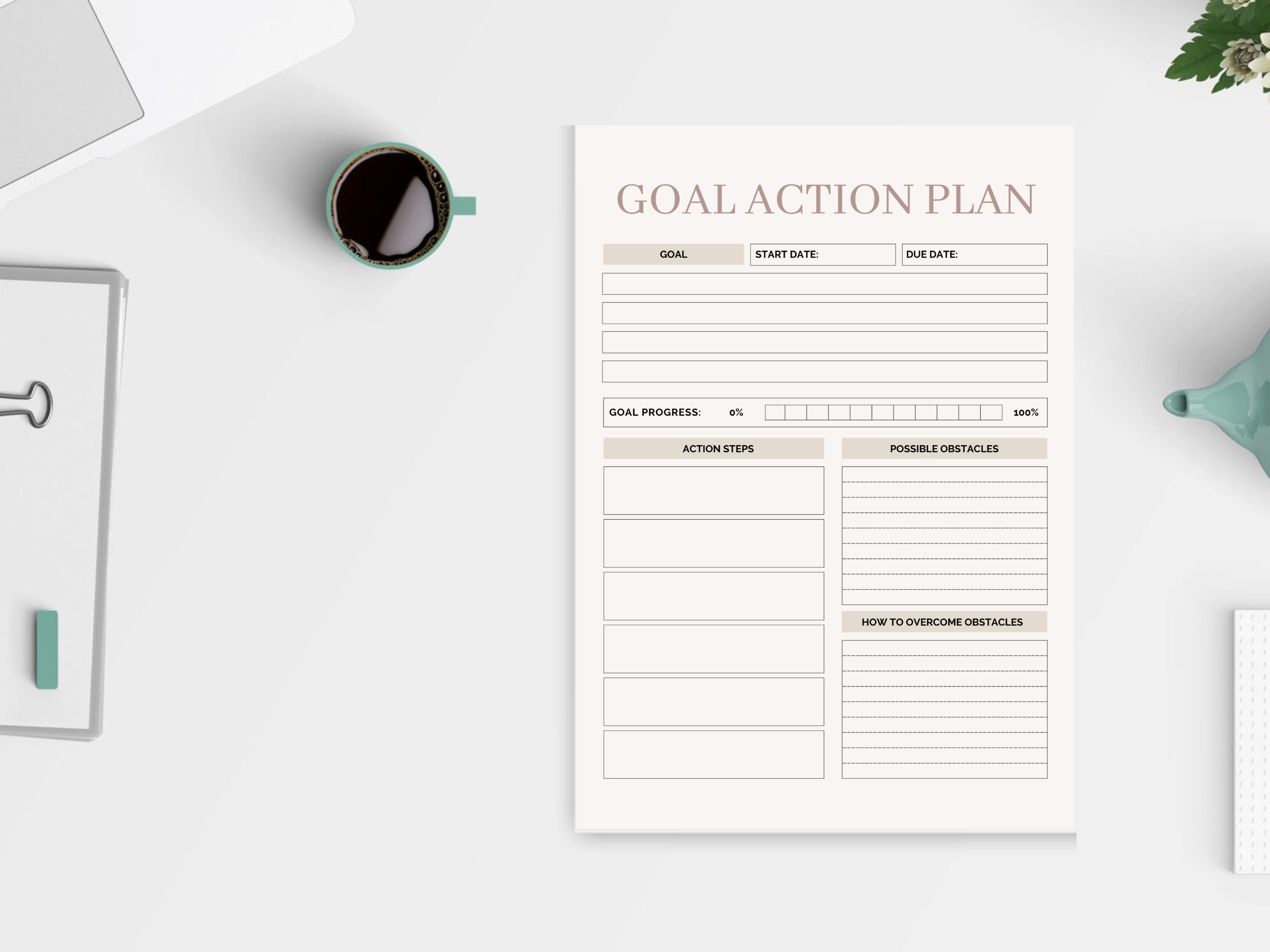Goal Action Plan Printout, Goal Action Plan Template, Goal Planner ...