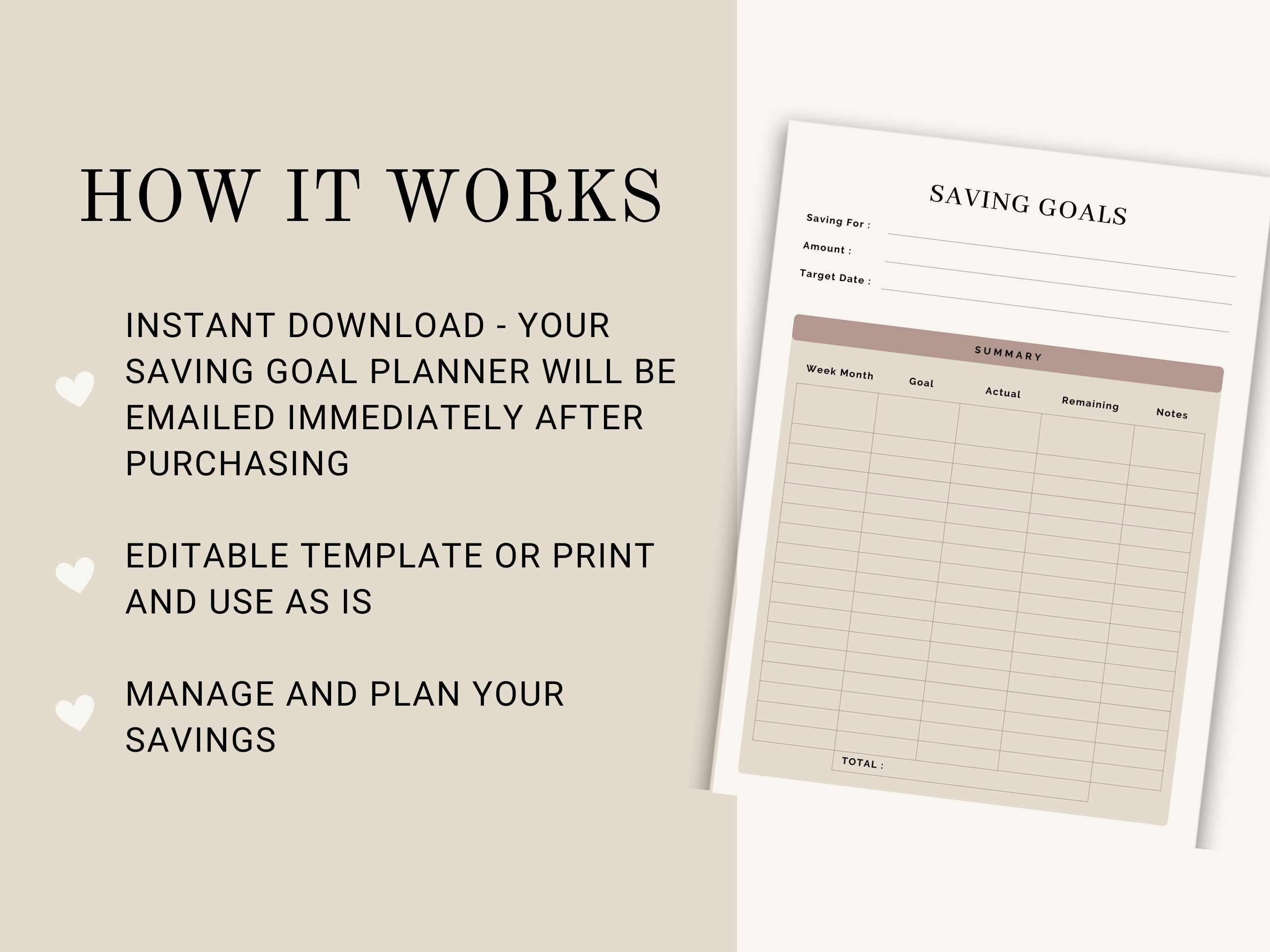 Saving Goal Plan Printout, Savings Goal Template, Savings Tracker - Etsy