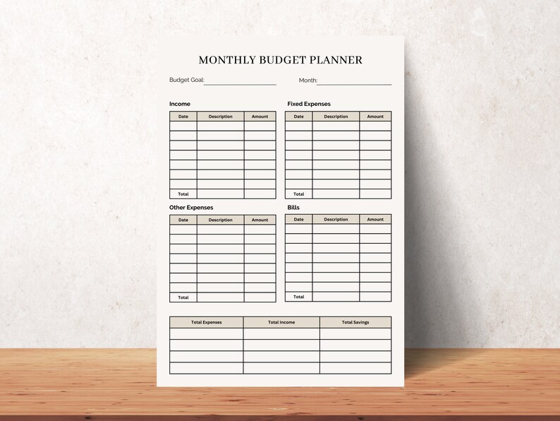 Monthly Budget Printout, Monthly Budget Template - Etsy