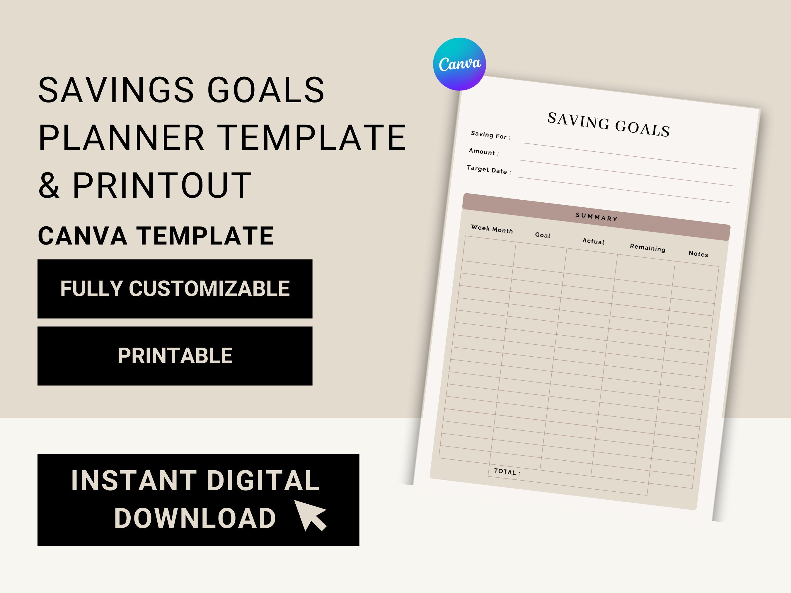 Saving Goal Plan Printout, Savings Goal Template, Savings Tracker - Etsy