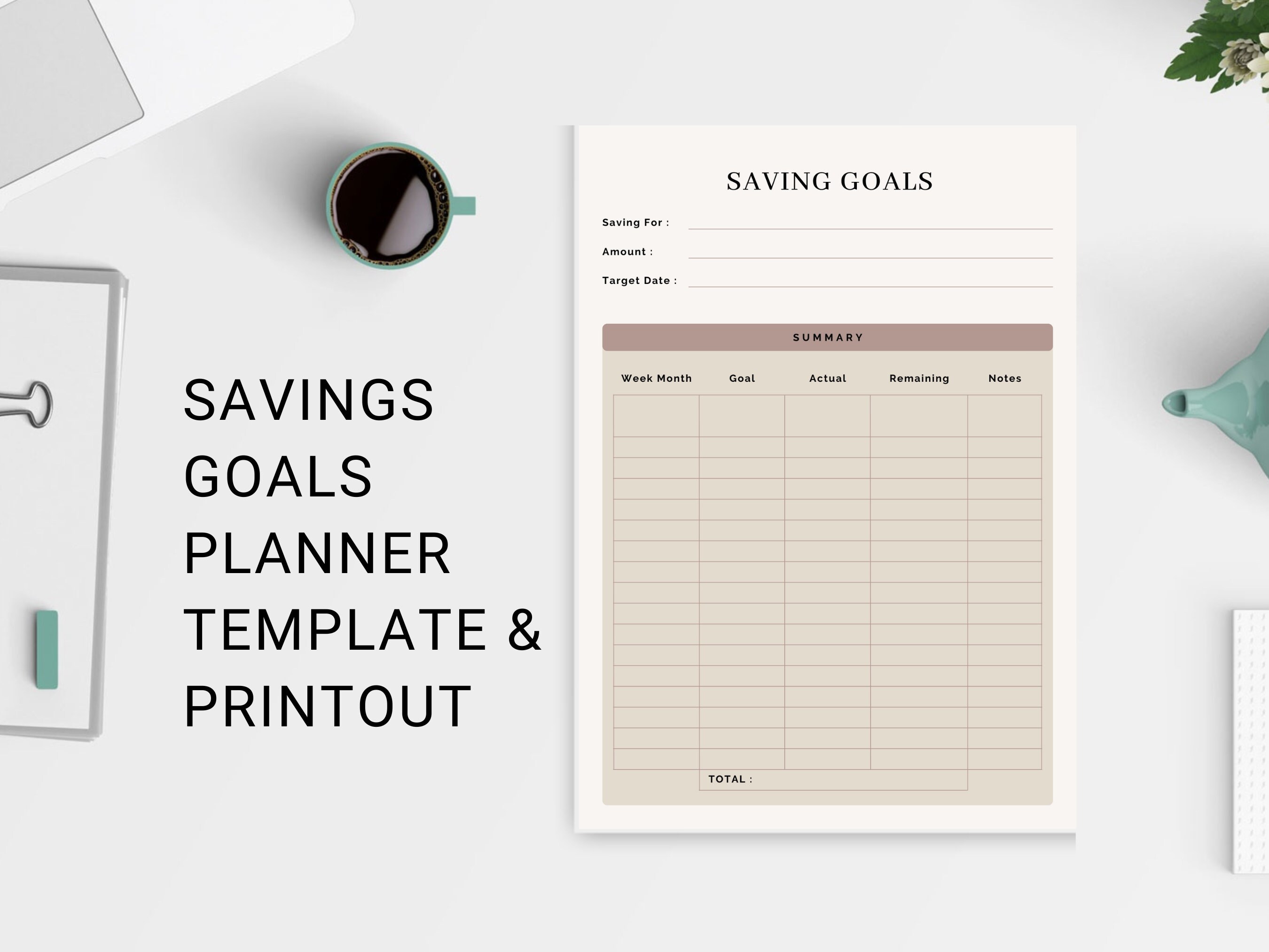 Saving Goal Plan Printout, Savings Goal Template, Savings Tracker - Etsy