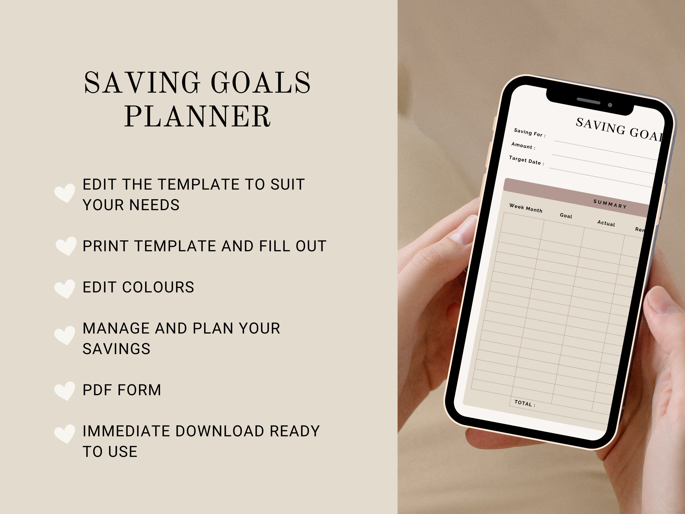 Saving Goal Plan Printout, Savings Goal Template, Savings Tracker - Etsy