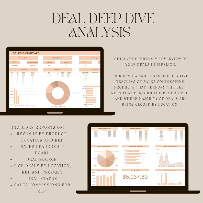 Simple Sales Google Sheets Tracker | Deal Tracker | Commission Tracker ...