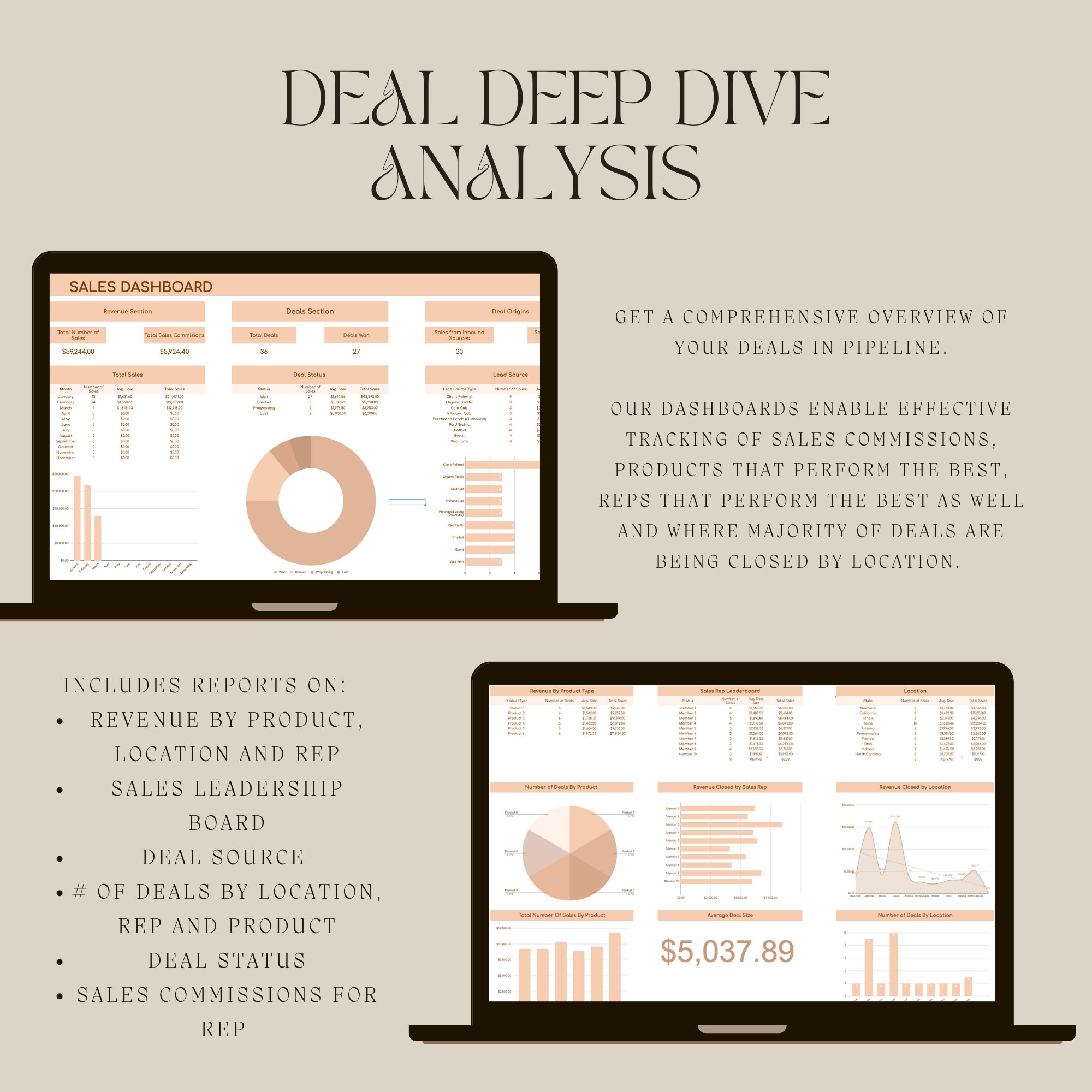 Simple Sales Google Sheets Tracker | Deal Tracker | Commission Tracker ...