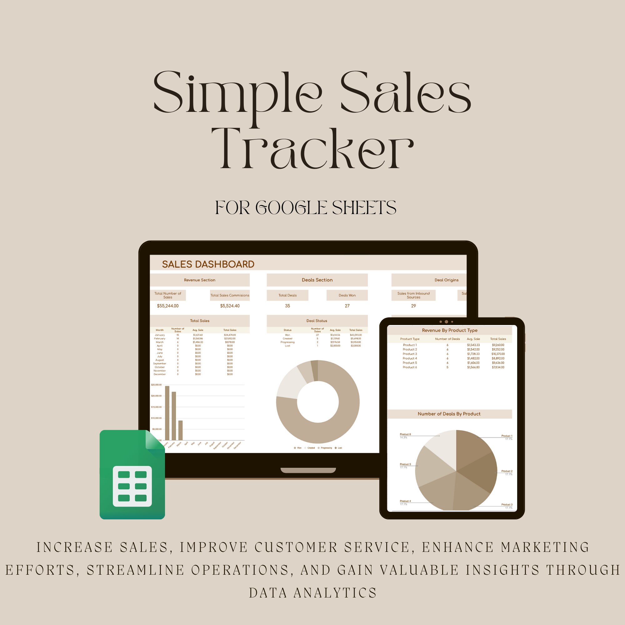 Basic Sales Google Sheets Tracker | Deal Tracker | Commission Tracker ...